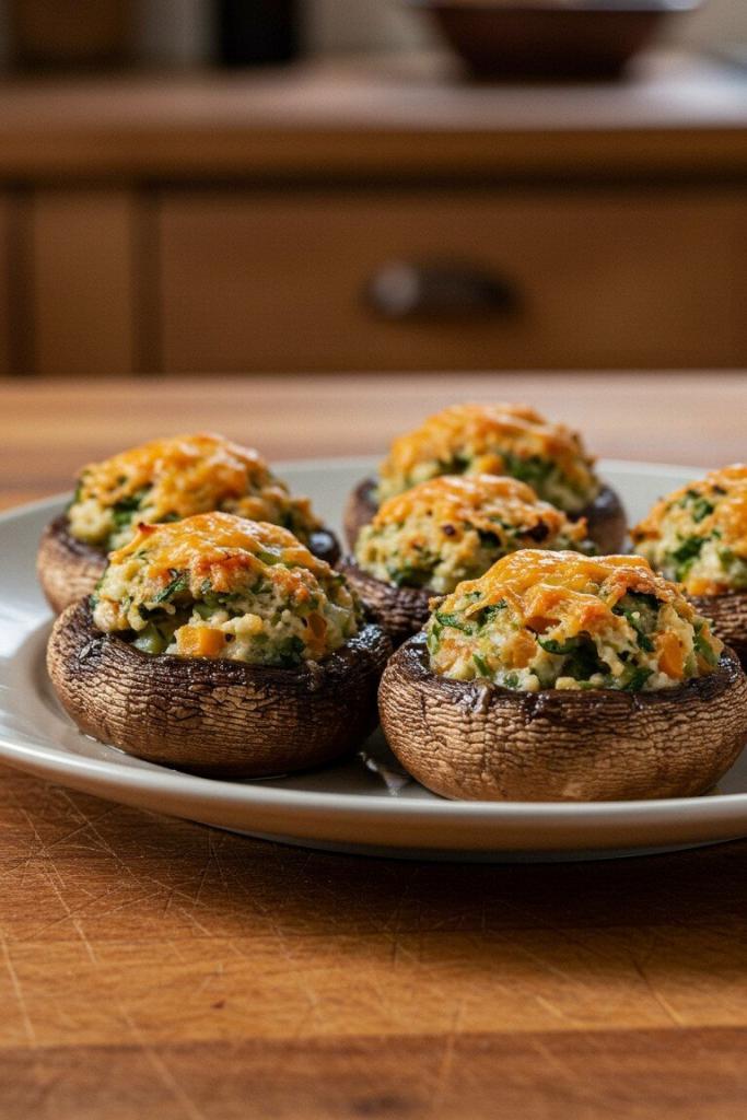 Cheese-Crusted Savory Stuffed Mushrooms | Women's Alphabet