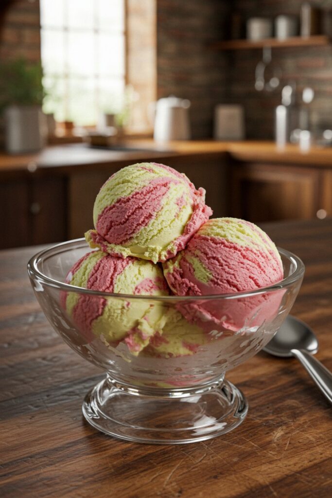 Homemade Pistachio Raspberry Swirl Ice Cream Recipe | Women's Alphabet