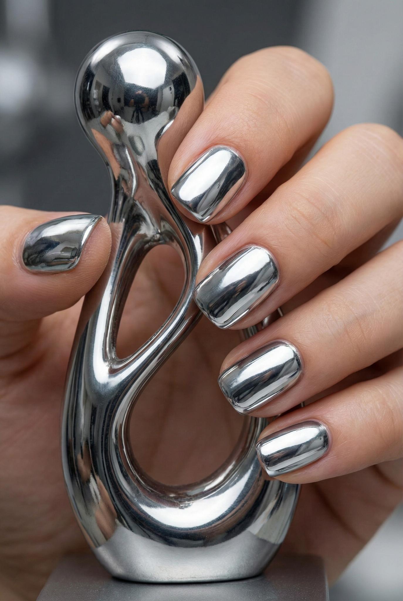 The Modern Edge of Silver Chrome and Molten Nails | Women's Alphabet