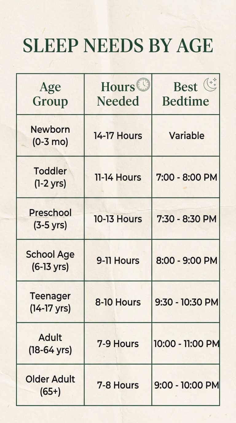 Best Bedtime Chart by Age Group for Optimal Health | Women's Alphabet